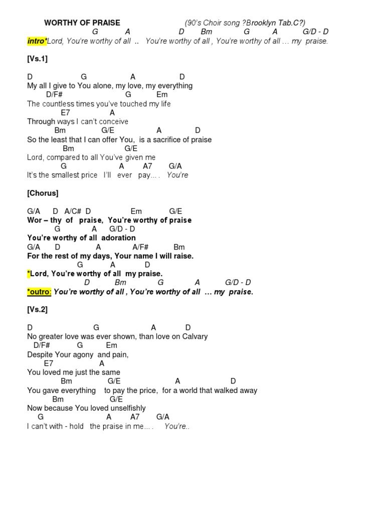 Worthy of Praise-Key of D | PDF