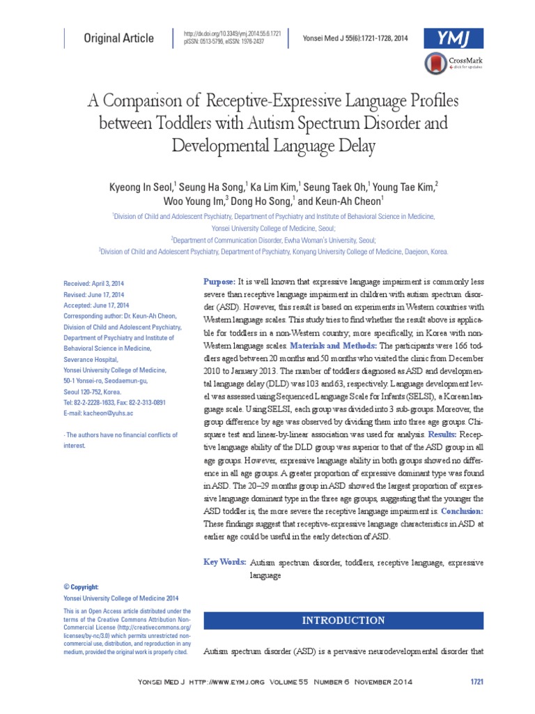 A Comparison of Receptive-Expressive Language Profiles Between Toddlers ...