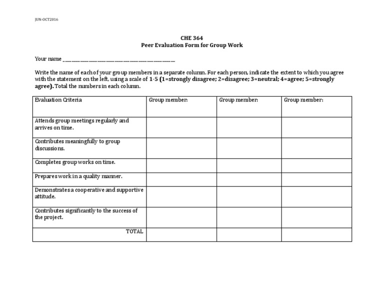 Peer Evaluation Form