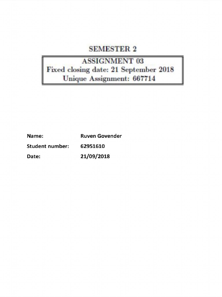 MAT1503 Assignment 3 | PDF