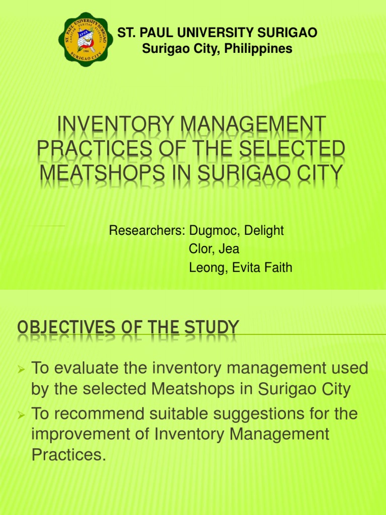 Inventory Management Practices of The Selected Meatshops in | PDF ...