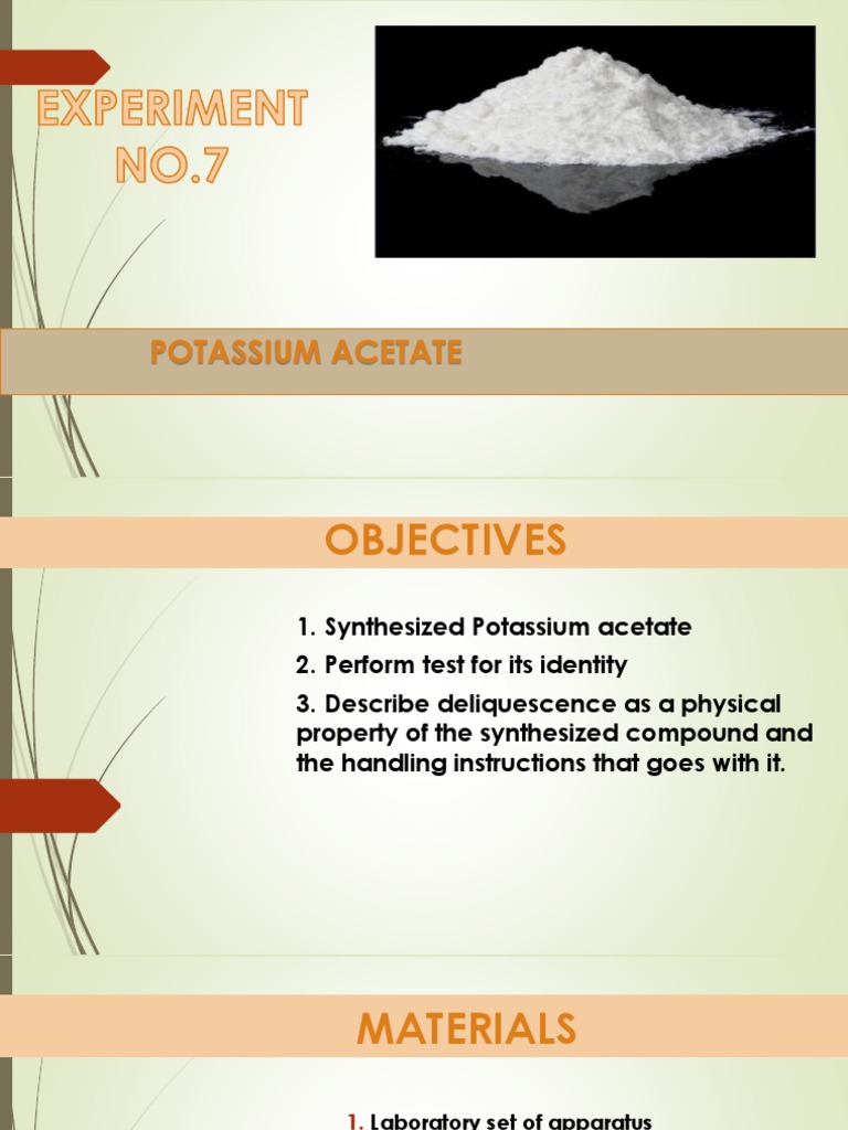 Potassium Acetate | PDF | Science & Mathematics | Technology & Engineering