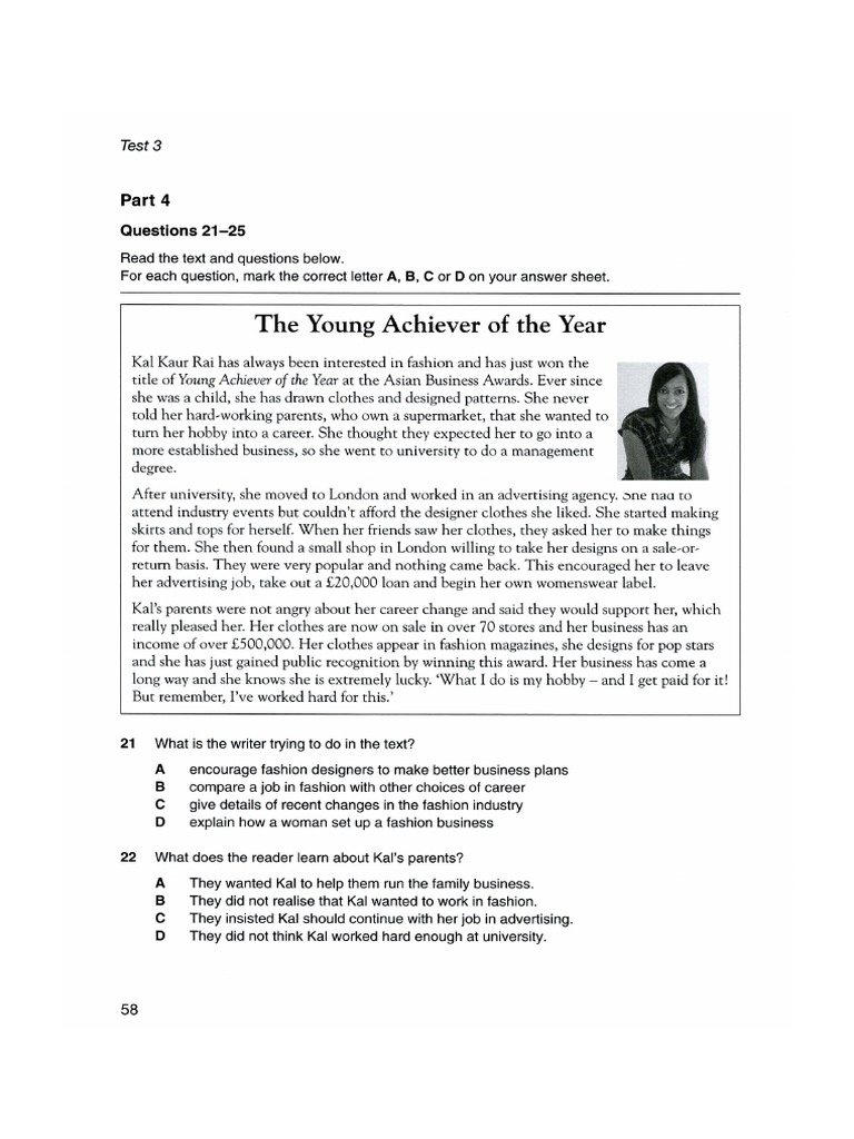 Reading T3-P4 B1 English Test 6 Book | PDF