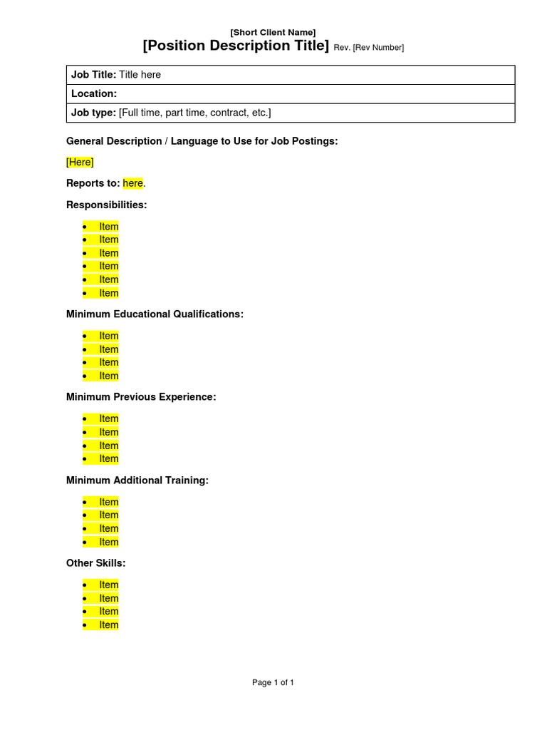 Position Description | PDF | Career & Growth | Computers