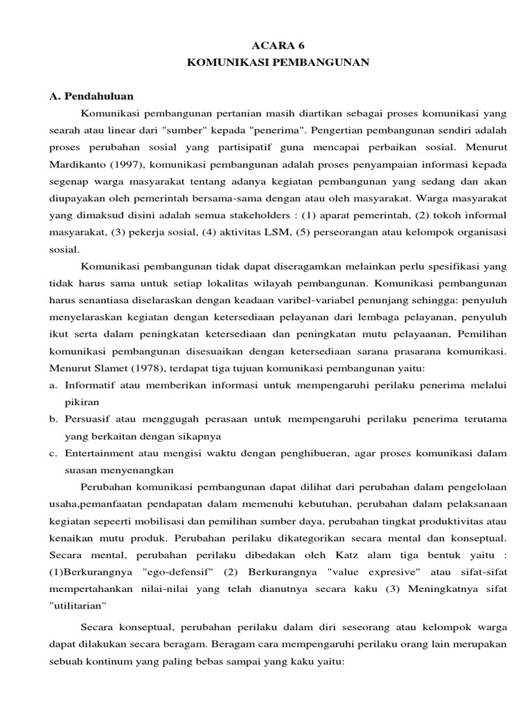 (Modul) Acara 5 Komunikasi Pembangunan | PDF