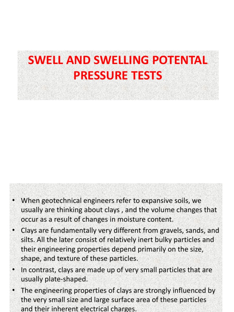 Swell and Swelling Potential Pressure Test | PDF | Clay | Soil