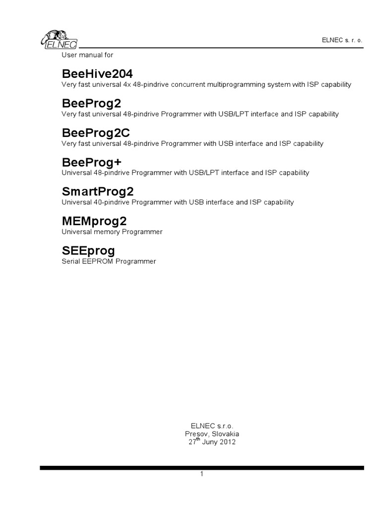 Elnec SmartProg2 Manual | PDF | Electrical Connector | Personal Computers