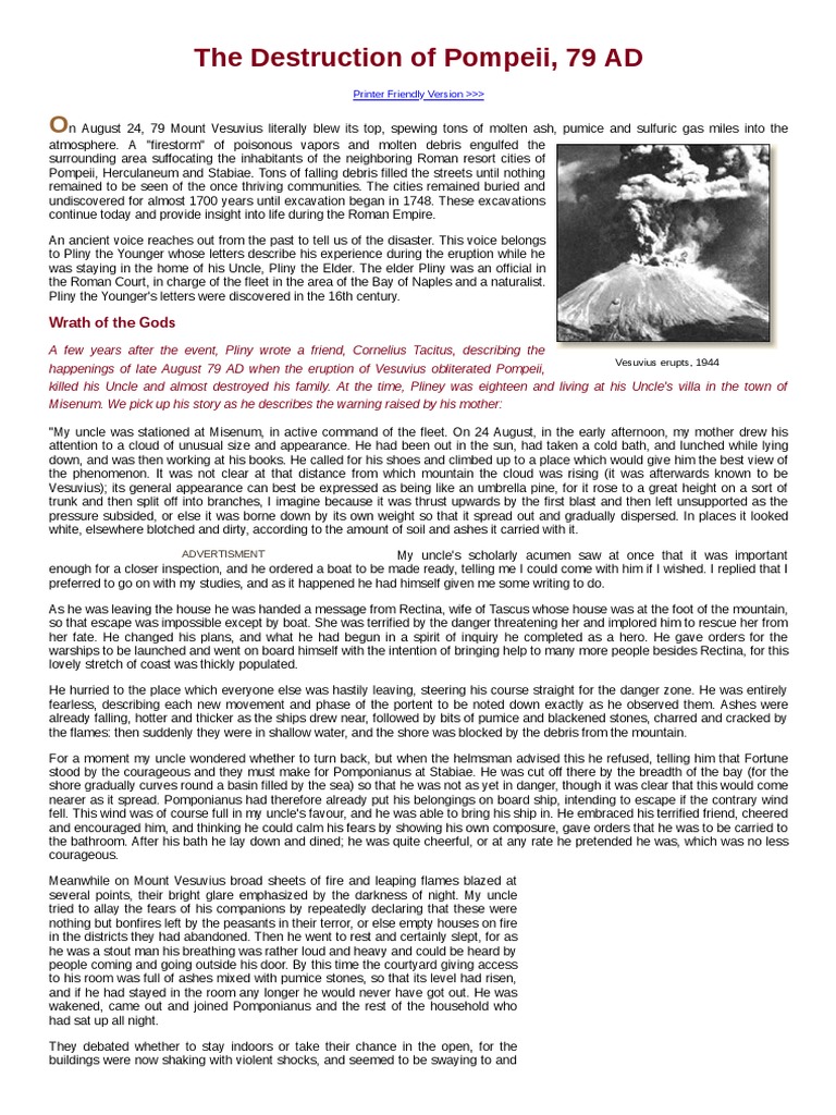 The Destruction of Pompeii, 79 AD | PDF | Mount Vesuvius | Pompeii