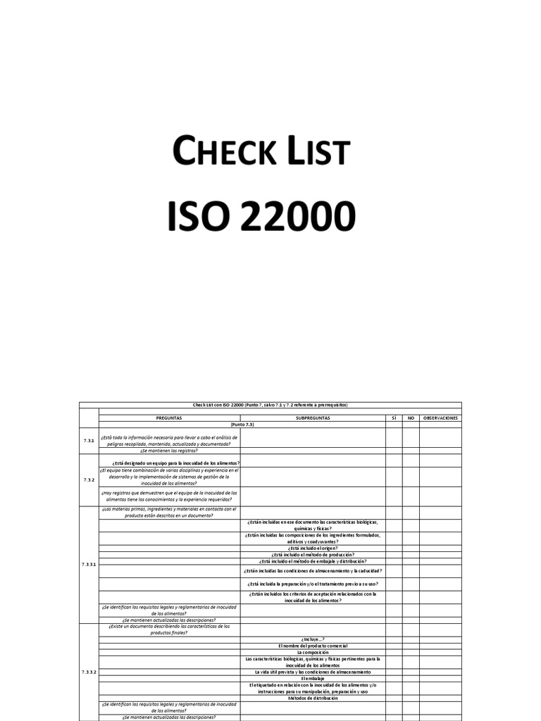 Check List 22000 | PDF | Análisis de Riesgo y Puntos Críticos de ...