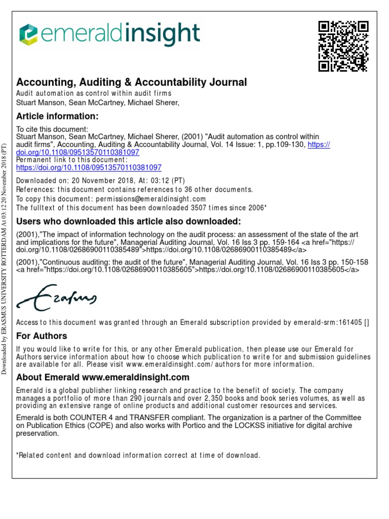 Audit automation control within audit firms | PDF | Audit | Cognitive ...