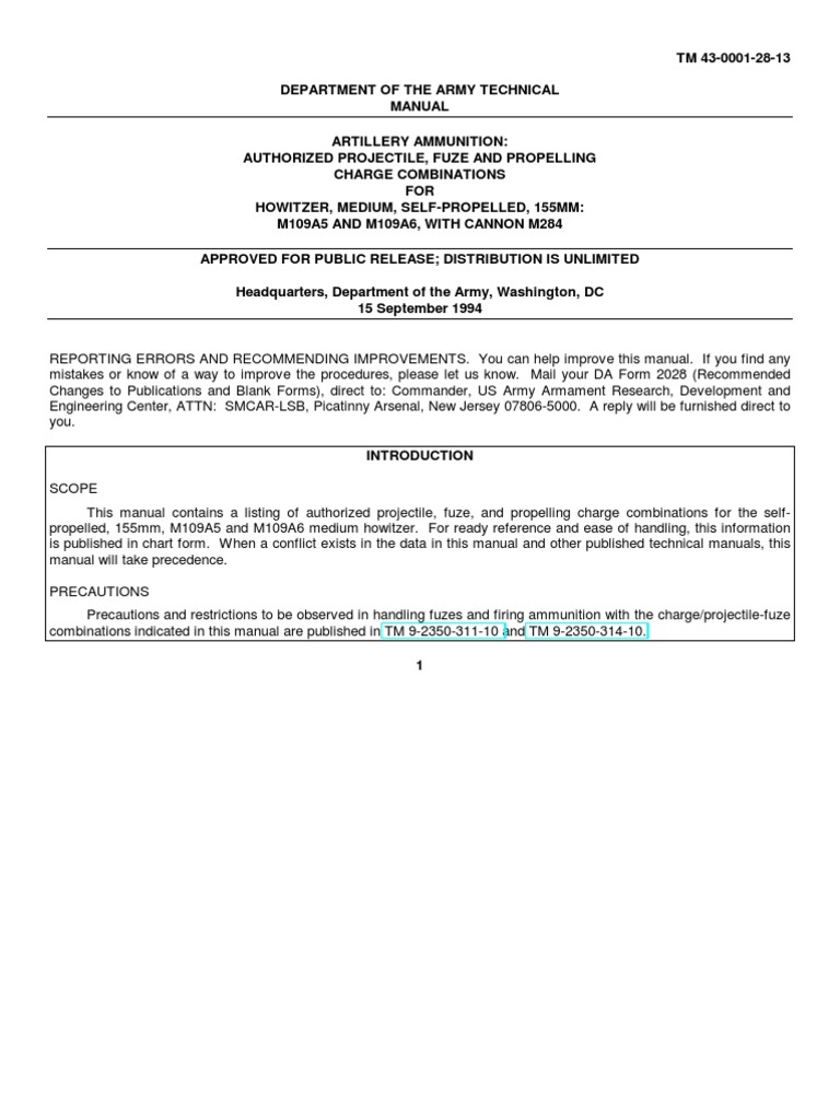 TM - 43 0001 28 13 | PDF | Shell (Projectile) | Fuze
