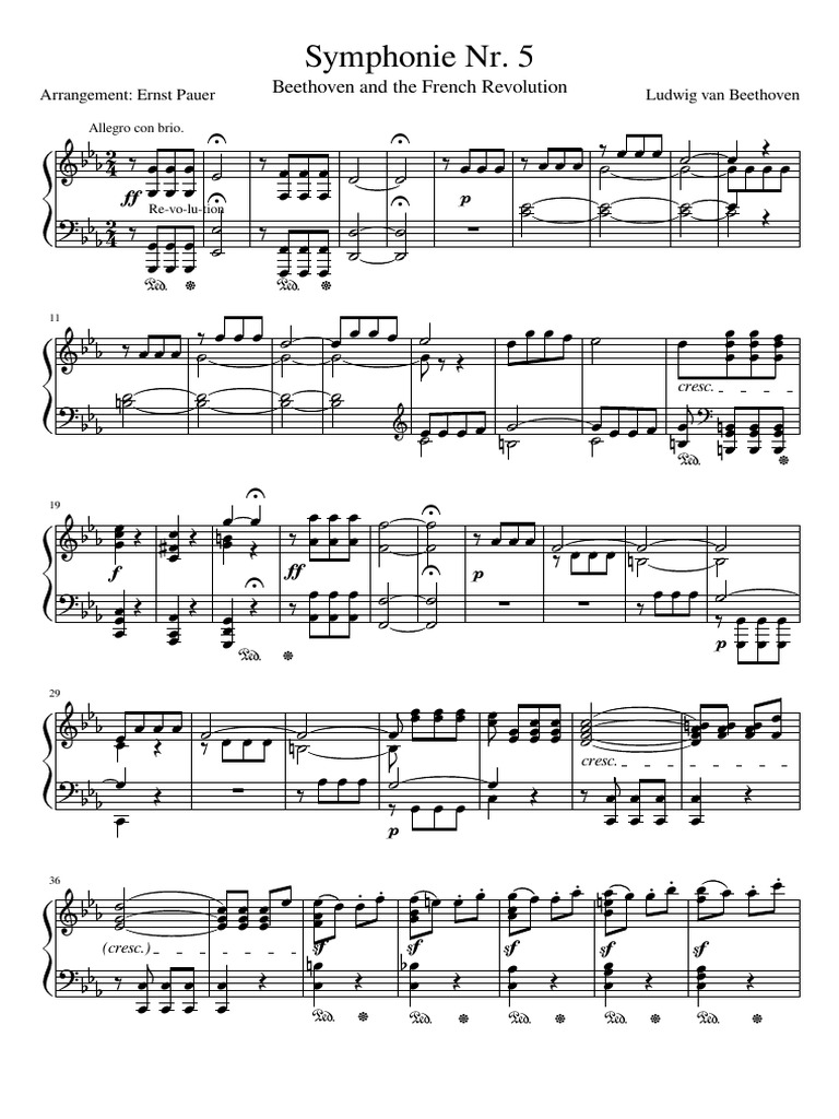 Beethoven Symphony No. 5 1st Movement for Piano Solo.mscz | Classical ...
