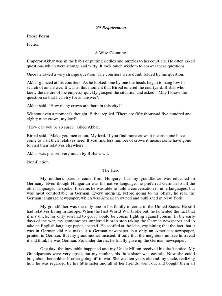 Prose Form: 2 Requirement | PDF