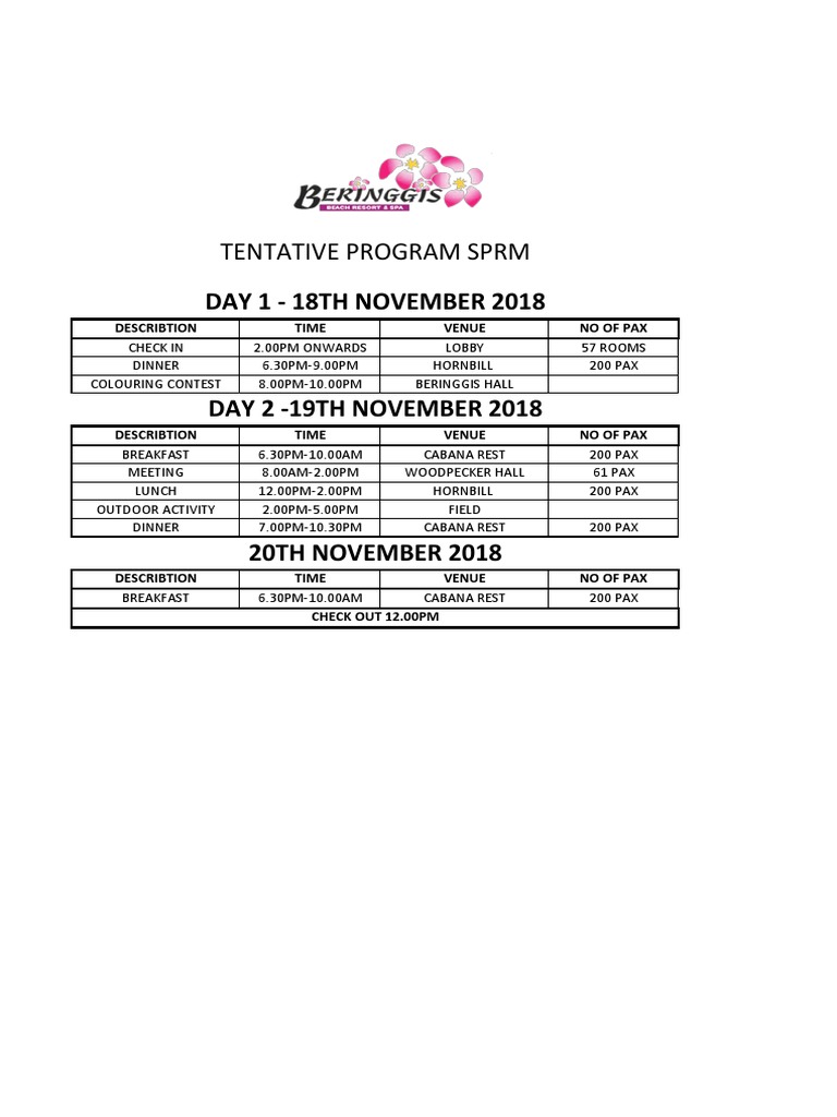 Family Day Tentative Program 2018 | PDF