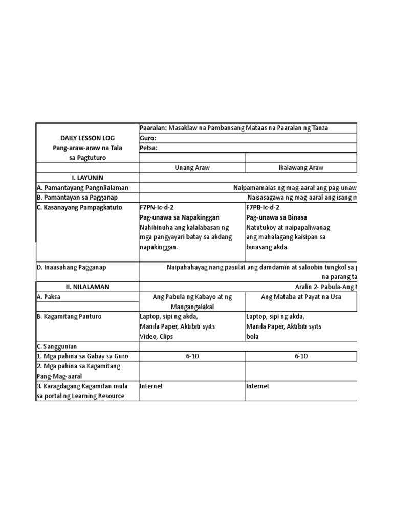 1st Grading DLL1 Aralin 2 | PDF