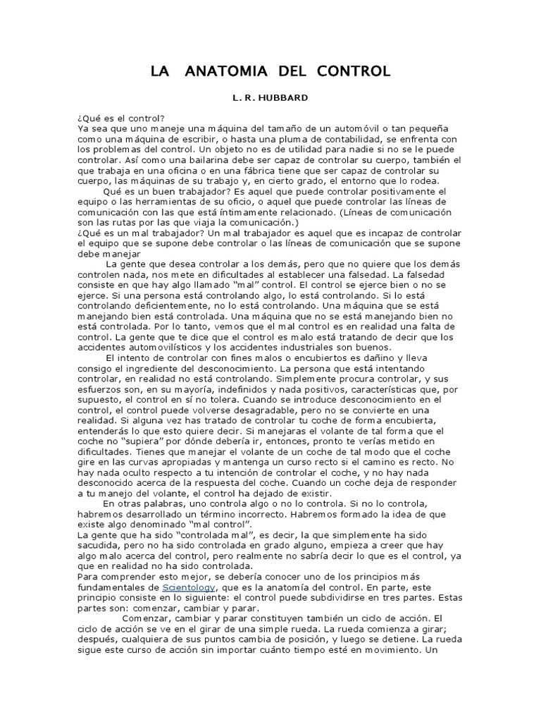 La Anatomia Del Control L.R.H. | PDF | Vida | Esencia
