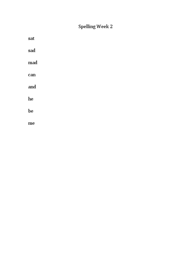 Spelling Week 2 | PDF