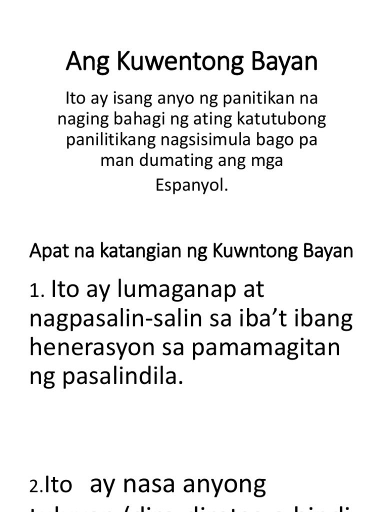 Ang Kuwentong Bayan-Power Point | PDF