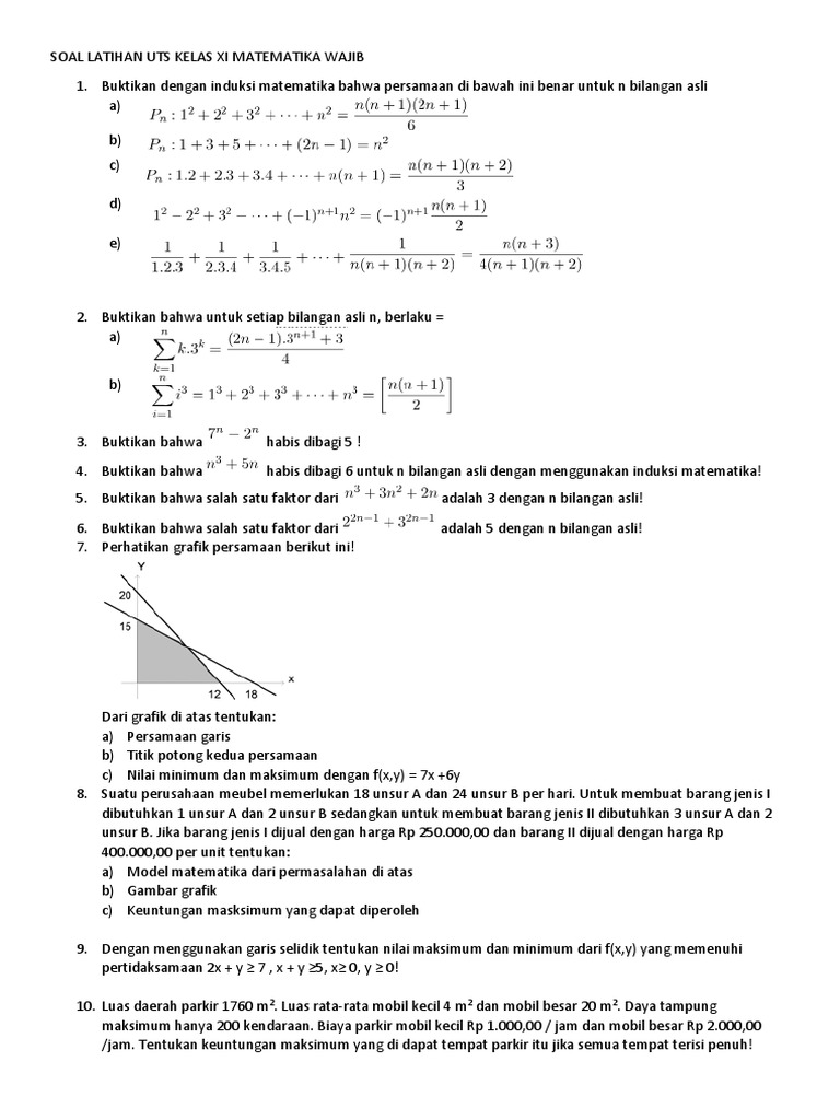 Soal Latihan Uts Kelas Xi Matematika Wajib | PDF