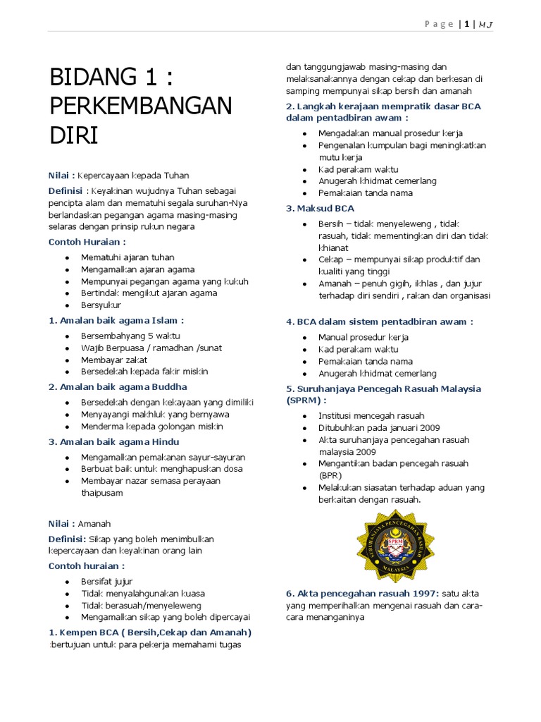 Moral Notes Spm1 | PDF