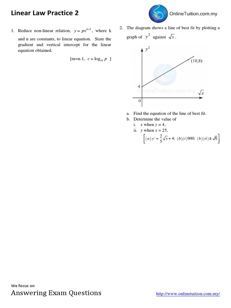 Linear Law Paper 1 | PDF | Line (Geometry) | Equations