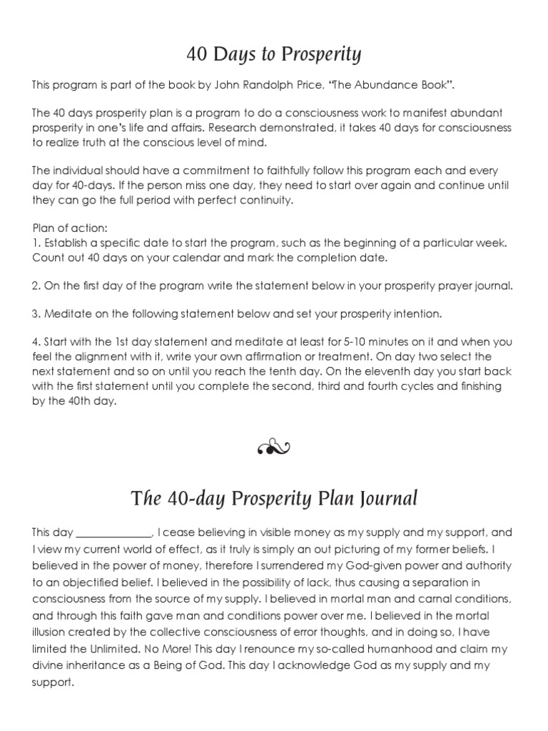 The 40 Day Prosperity Plan Journal | PDF | Consciousness | Divinity