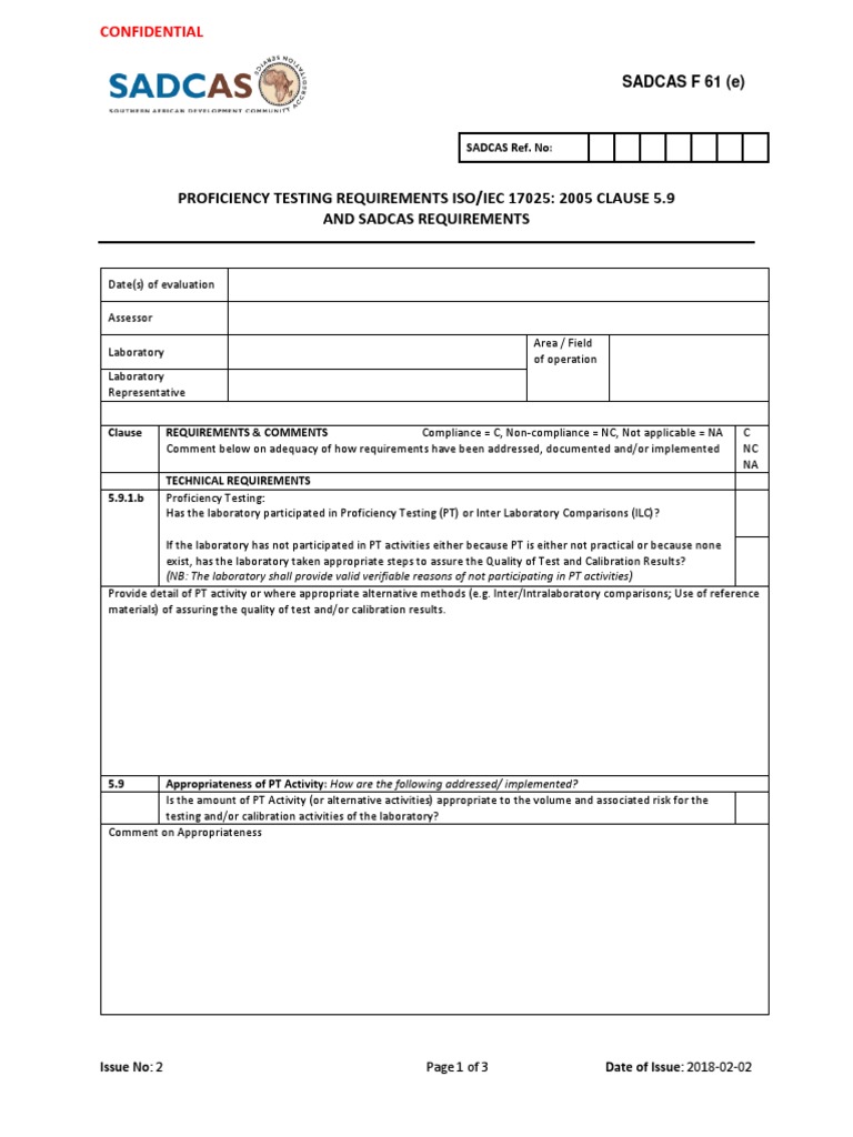 SADCAS Proficiency Testing Requirements | PDF | Calibration | Laboratories