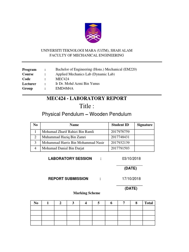 Final Lab 2 | PDF | Pendulum | Oscillation