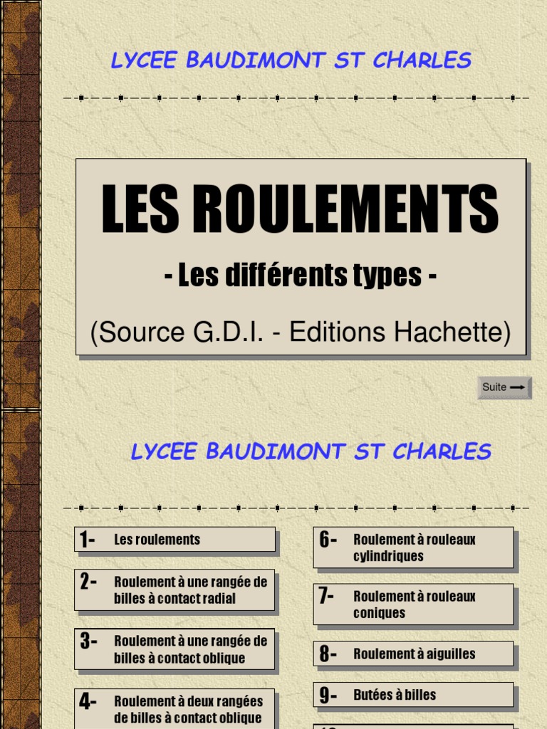 Les Roulements: - Les Différents Types | PDF | Palier (mécanique ...