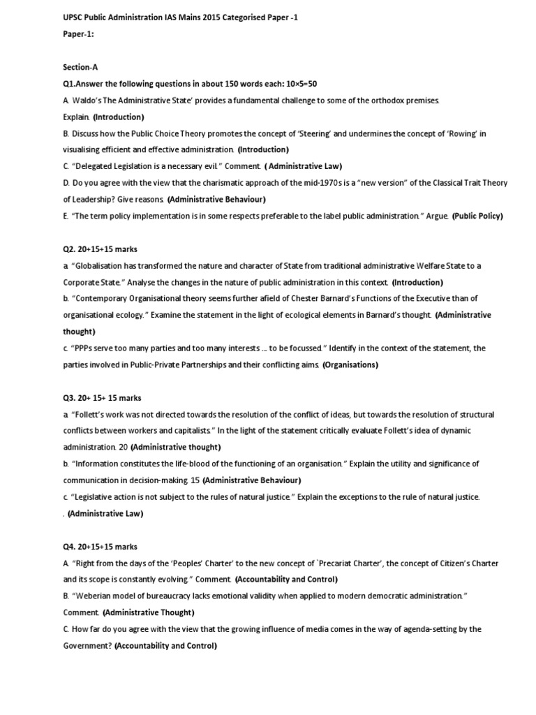 Public-Administration PAPER 1 | PDF | Policy | Public Administration