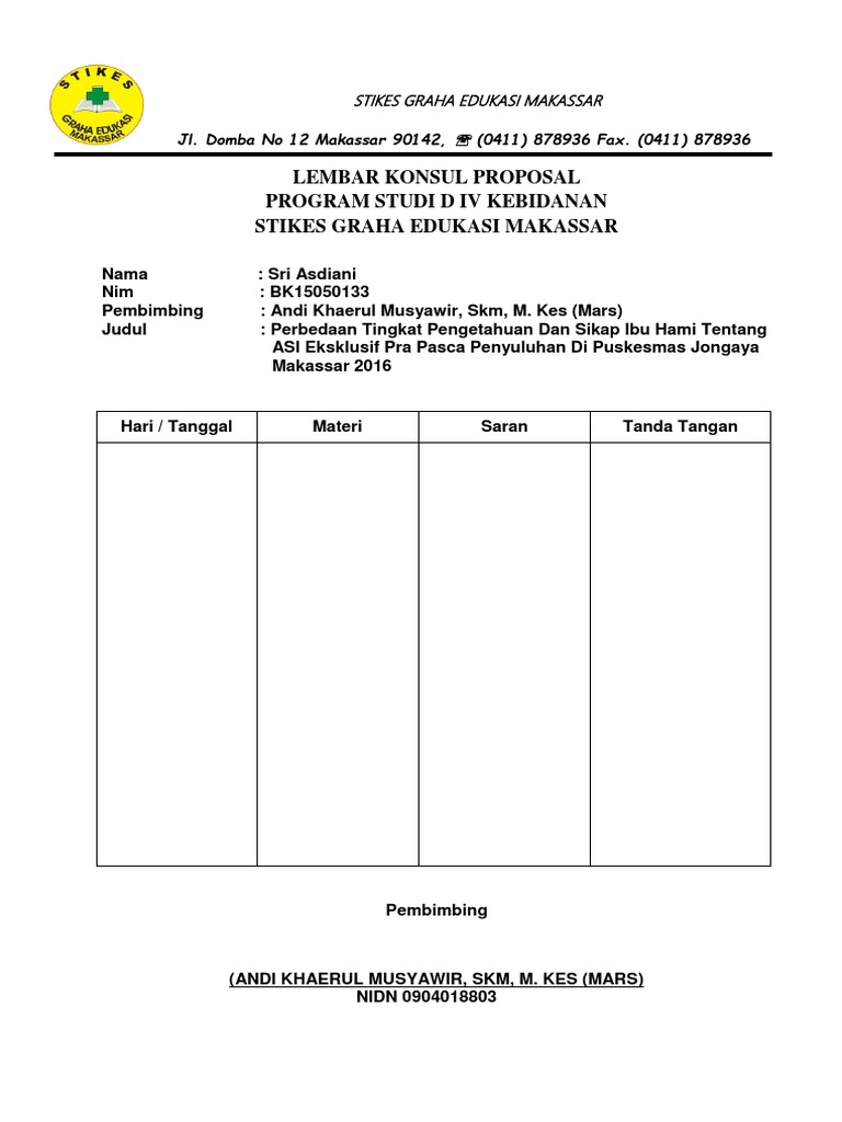 Lembar Konsul Proposal | PDF