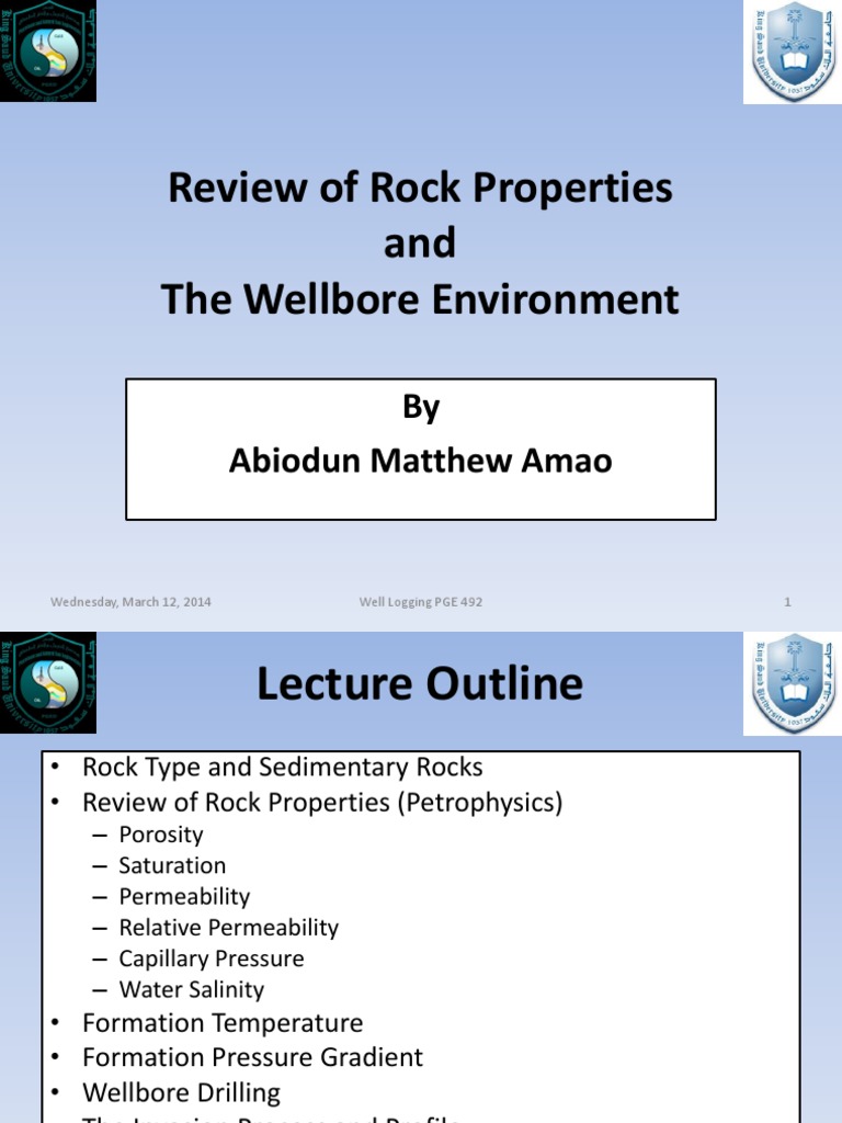 Review of Rock Properties and The Wellbore Environment: by Abiodun ...