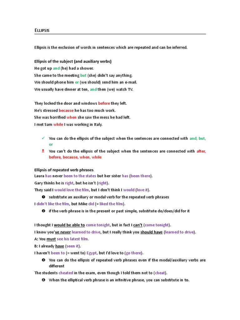 Advanced 6b Ellipsis and Substitution | PDF | Verb | Grammar