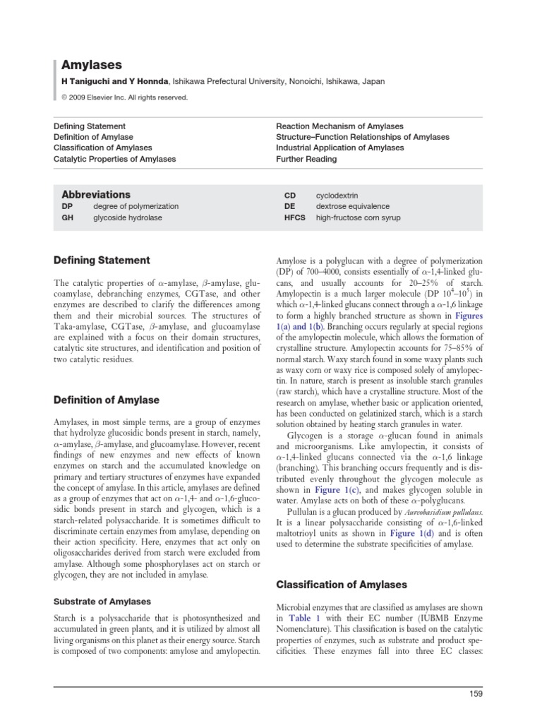 Amylases: Classification, Structure, and Industrial Uses | PDF ...