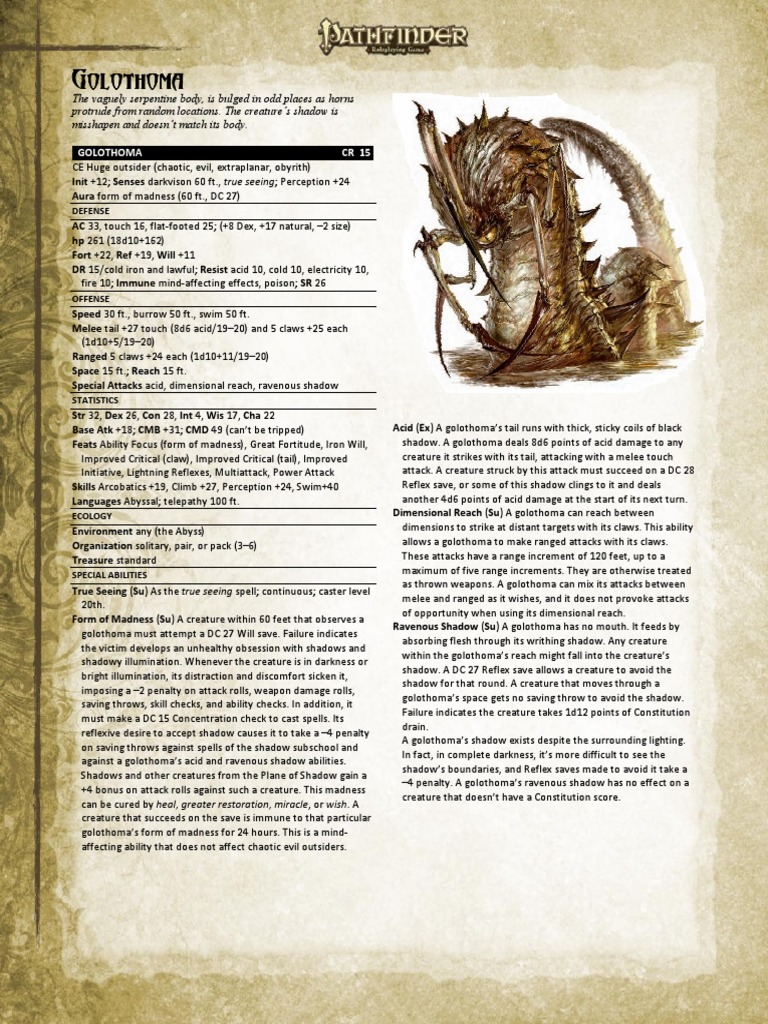 3.5 To Pathfinder - Golothoma Demon | PDF