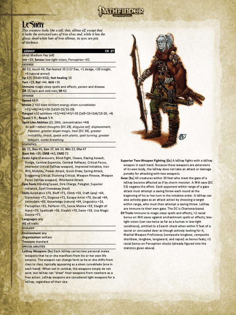 3.5 Epic to Pathfinder conversion - LeShay | Elf (Dungeons & Dragons ...
