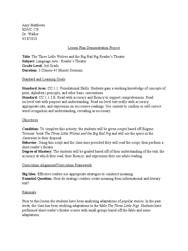 Lesson Plan Demonstration Project | PDF | Montessori Education | Lesson ...