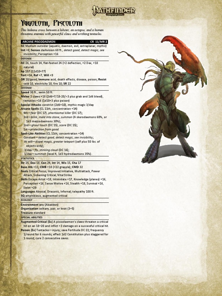3.5 To Pathfinder Conversion - Piscoloth - Yugoloth | PDF | Leisure ...