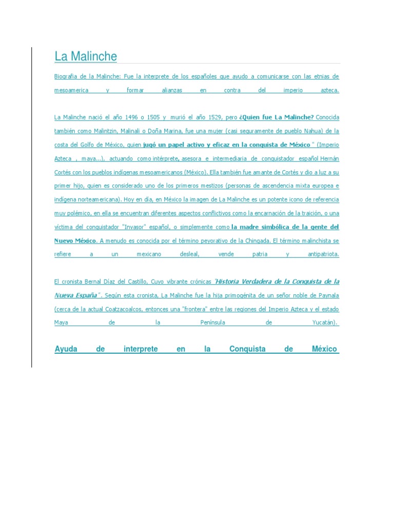 La Malinche Cristobal Colon | PDF | Cristobal colon | Hernán Cortés