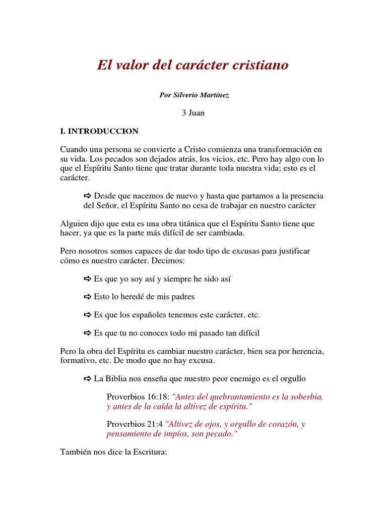 El Valor Del Carácter Cristiano | PDF | Cristo (título) | Testimonio