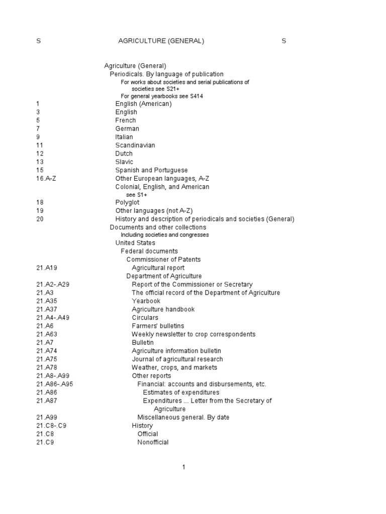 Agricultural Periodicals and Government Documents Classification System ...