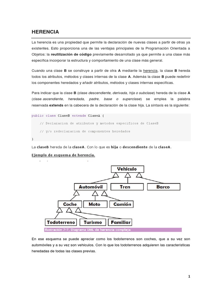 Herencia en Java: Clases y Métodos | PDF | Herencia (Programación ...