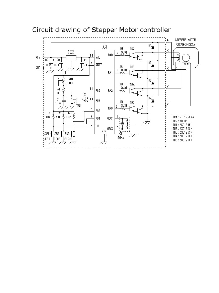Circuit Drawing of Stepper Motor Controller | PDF | Transistor | Capacitor