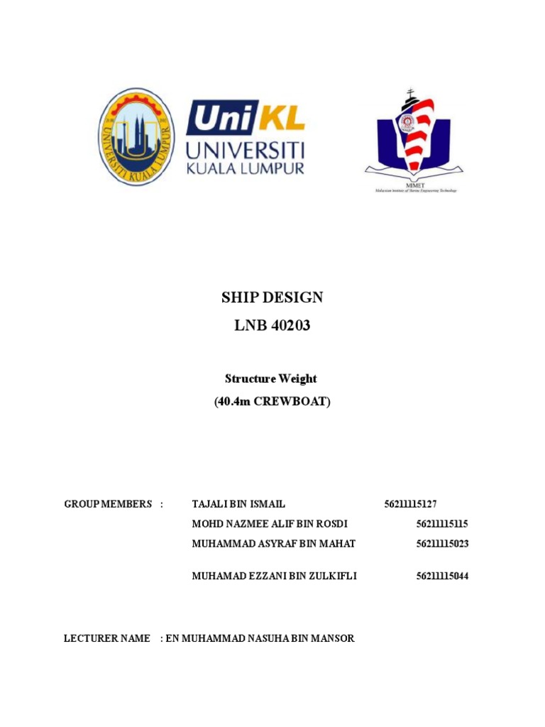 Ship Design LNB 40203: Structure Weight (40.4m CREWBOAT) | PDF | Deck ...