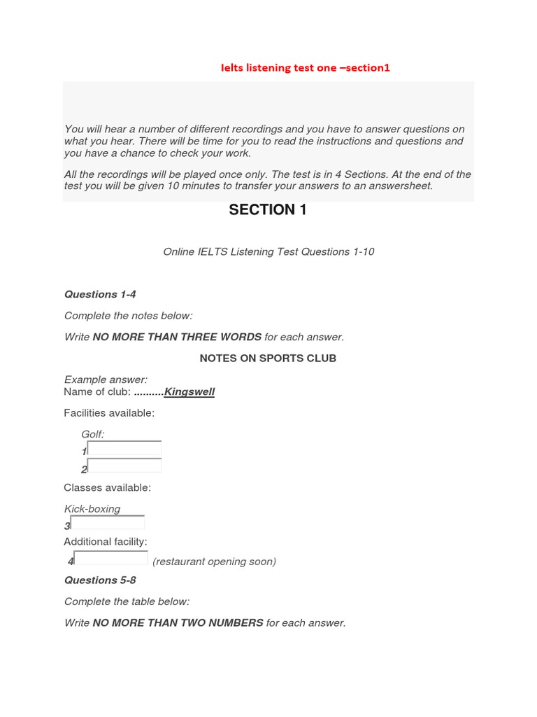 IELTS Listening Practice Test | PDF