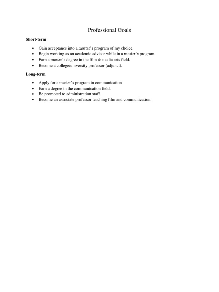 Professional Goals in Academia and Media | PDF | Career & Growth