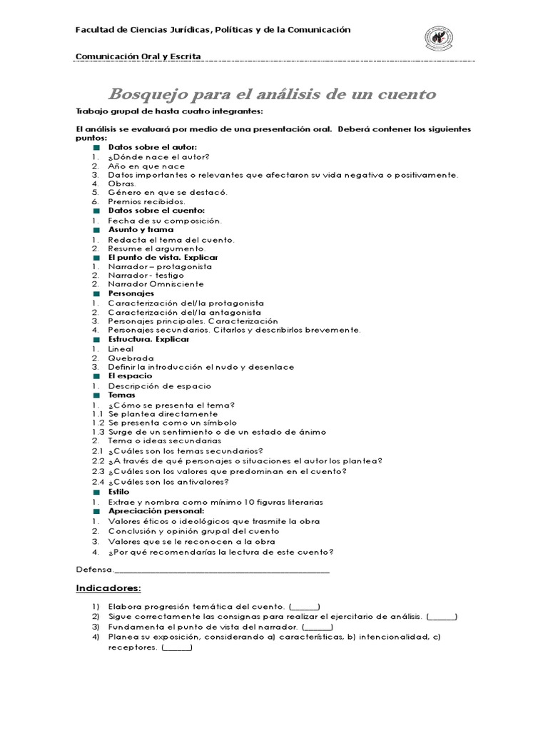 Guia de Análisis de Cuento para Exposición | PDF | Cuentos | Narración
