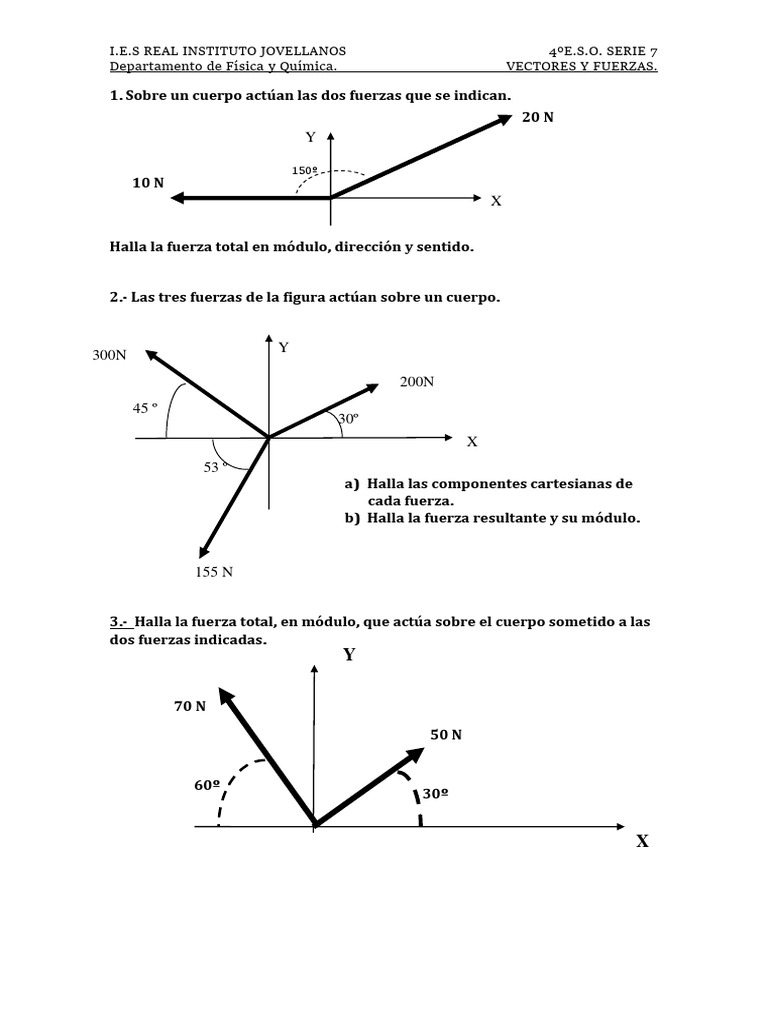 Ejercicos de Vectores | PDF | Vector Euclidiano | Fuerza