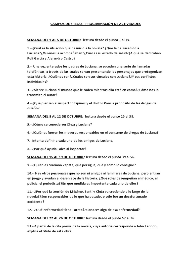 Análisis de "Campos de Fresas" | PDF | Novelas