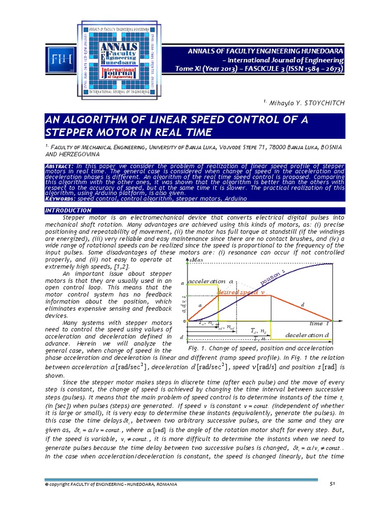 Stepper Motor Algorithm PDF | PDF | Acceleration | Electrical Engineering